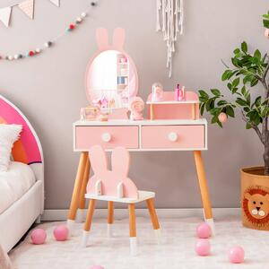 Costway Toeletta con specchio a forma di coniglio per bambini, Set ...