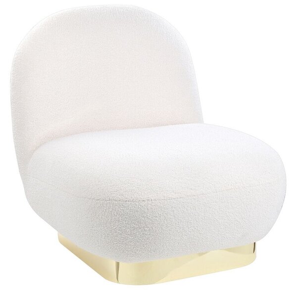Poltrona bianca in tessuto bouclé con base color oro stile ...