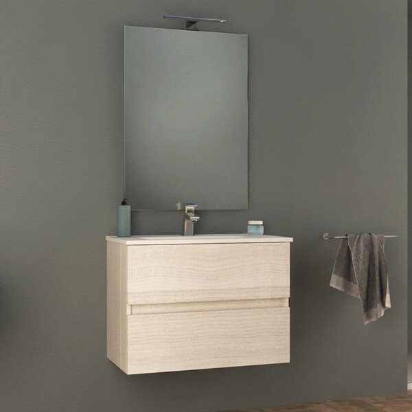 Mobile Bagno Sospeso 74 Cm Lavabo E Specchio Tavassi Giove Rovere ...