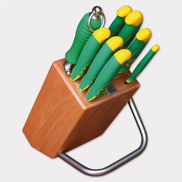 Ceppo coltelli in legno di faggio 27x14,5xh24 cm con 8 coltelli modello ...