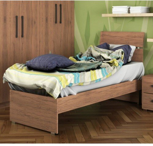 Letto singolo in legno noce country | FAVI.it