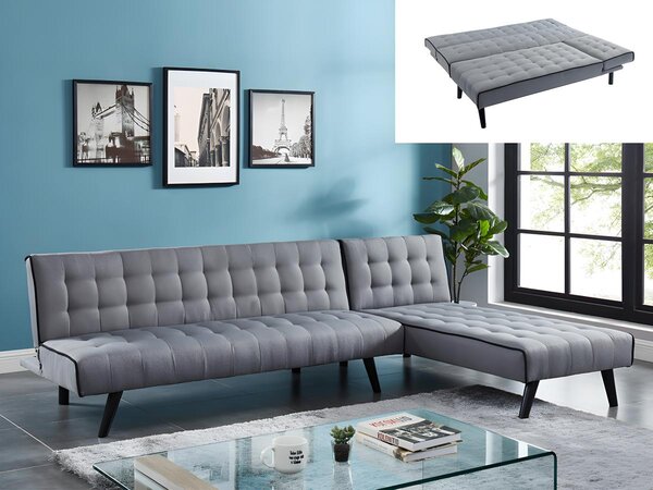 Divano letto modulare in tessuto Grigio e profilo nero - BAYOU | FAVI.it