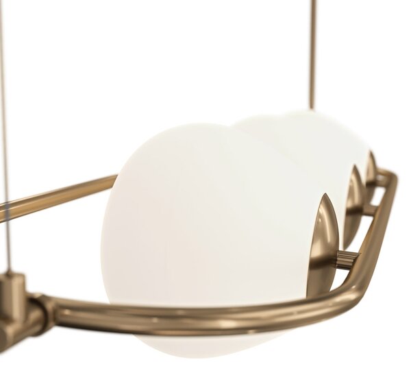 Sospensione Contemporanea Erich Metallo Oro Rosa 3 Luci Diffusori ...