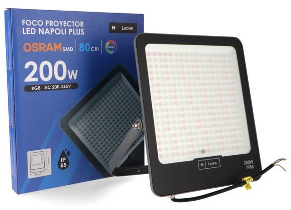 Faro proiettore Led Napoli Plus 200W Nero da esterno IP65 RGB M LEDME ...