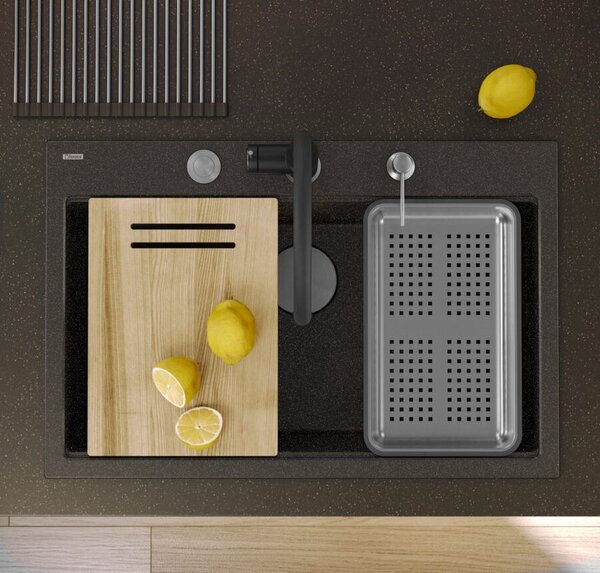 Lavello in granito MARC 110 WORKSTATION Black Metallic | FAVI.it