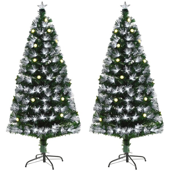 HOMCOM Set 2 Alberi di Natale Artificiale con 130 Rami, Luci a LED e ...