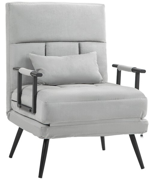 HOMCOM Poltrona Letto Singola 3 in 1 con Cuscino Incluso, in Acciaio e ...