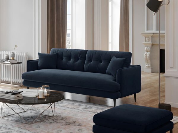 Divano 3 posti in velluto blu notte - GANESH | FAVI.it